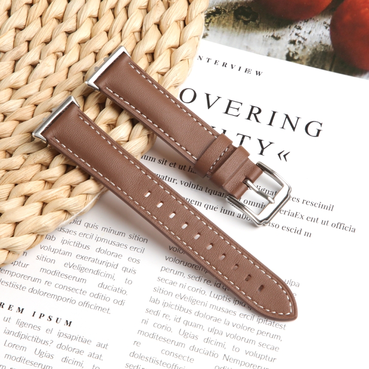 For Samsung Galaxy Watch Fit 3 Leather Sewing Thread Pin Buckle Watch ...