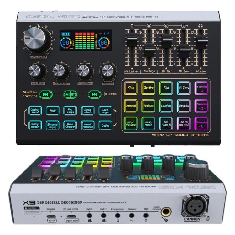 P99 Live Streaming Sound Card with DJ Mixer Voice Converter Audio Mixer