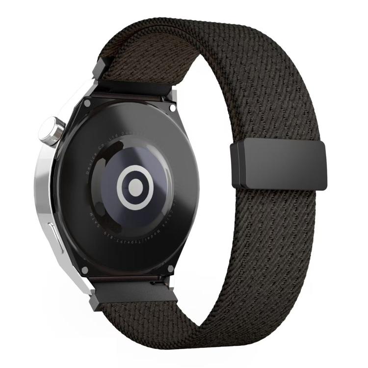 18mm Single Color Magnetic Snap Four Strand Elastic Nylon Watch Band(Black)