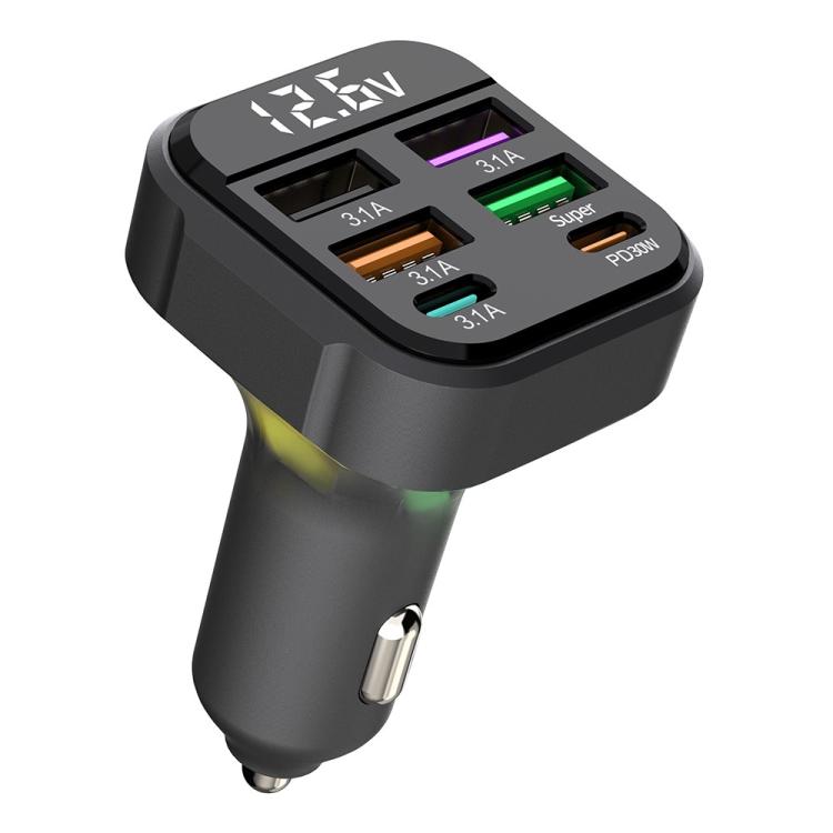 C88 With Dual Retractable Cable Bluetooth 5.3 USB Car Charger Cigarette ...