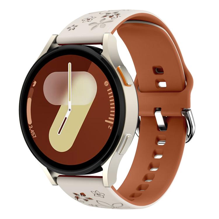 22mm Dual Color Engraved Silicone Watch Band(Starlight Milk Tea)