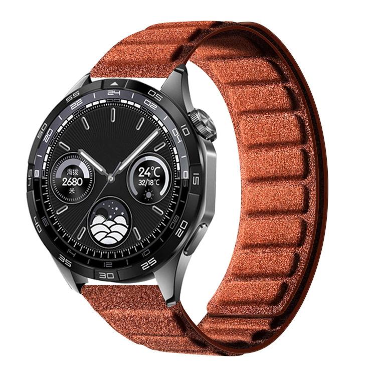 22mm Square Magnetic Suede Watch Band(Yellow Brown)