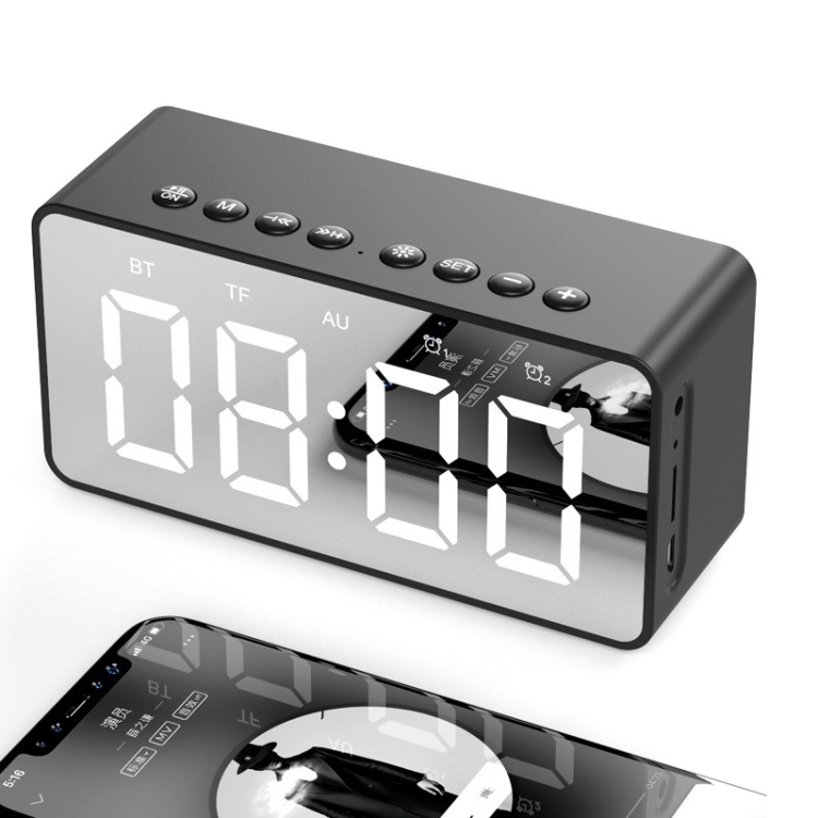 AEC BT506 Speaker with Mirror, LED Clock Display, Dual Alarm Clock ...