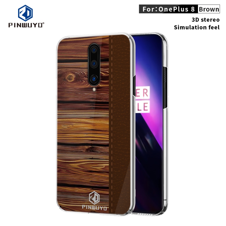 OnePlus 8 Pinwuyo Pindun 시리즈 슬림 3D 깜박이 모든 포함 된 PC 케이스 (브라운)