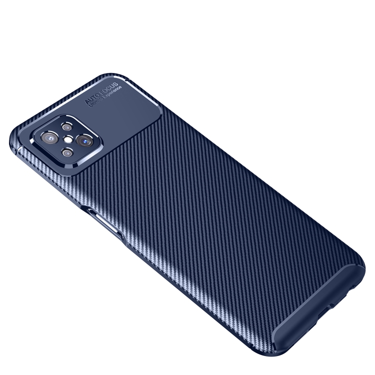 สำหรับ OPPO A92s เนื้อคาร์บอนไฟเบอร์เคส TPU กันกระแทก (สีน้ำเงิน)