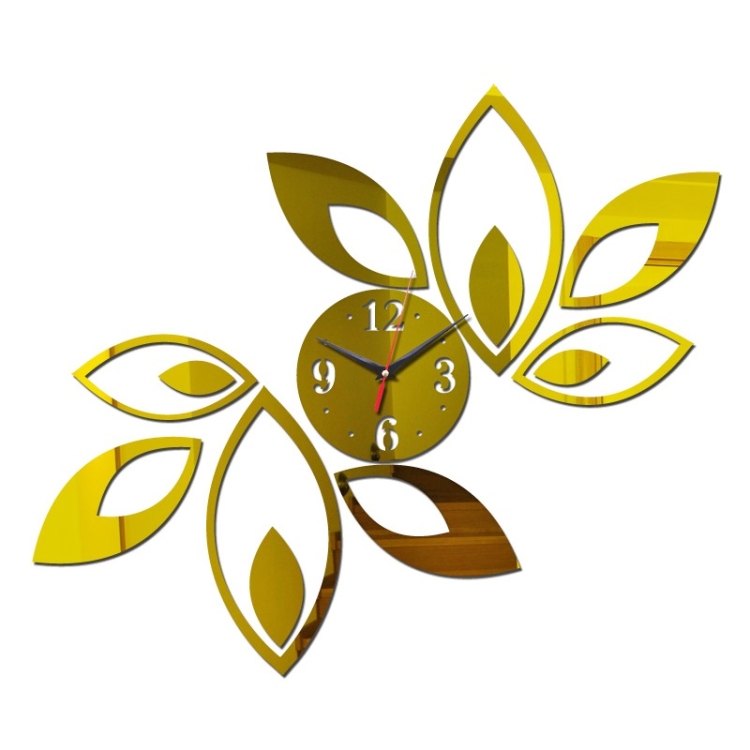 Flower Art Modern Design DIY Removable 3D Crystal Mirror Wall Clock ...