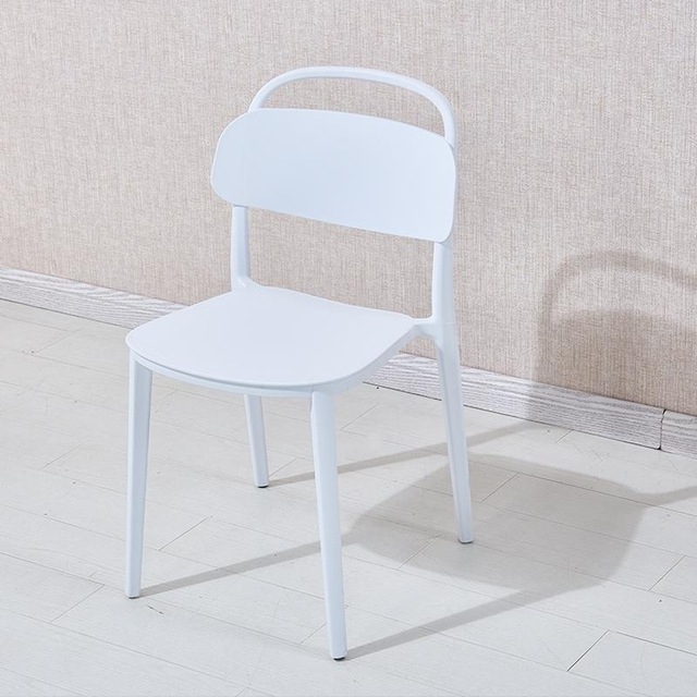 Simple Plastic Chair Office Home Dining Table Cafe Leisure Chair(White)