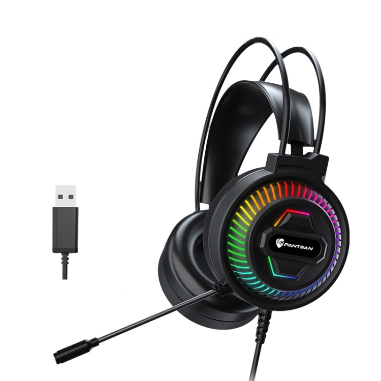 Pantsan PSH-400 USB คอมพิวเตอร์ติดตั้งชุดหูฟังแบบมีสายไฟ RGB, สเปค: 7.1 USB