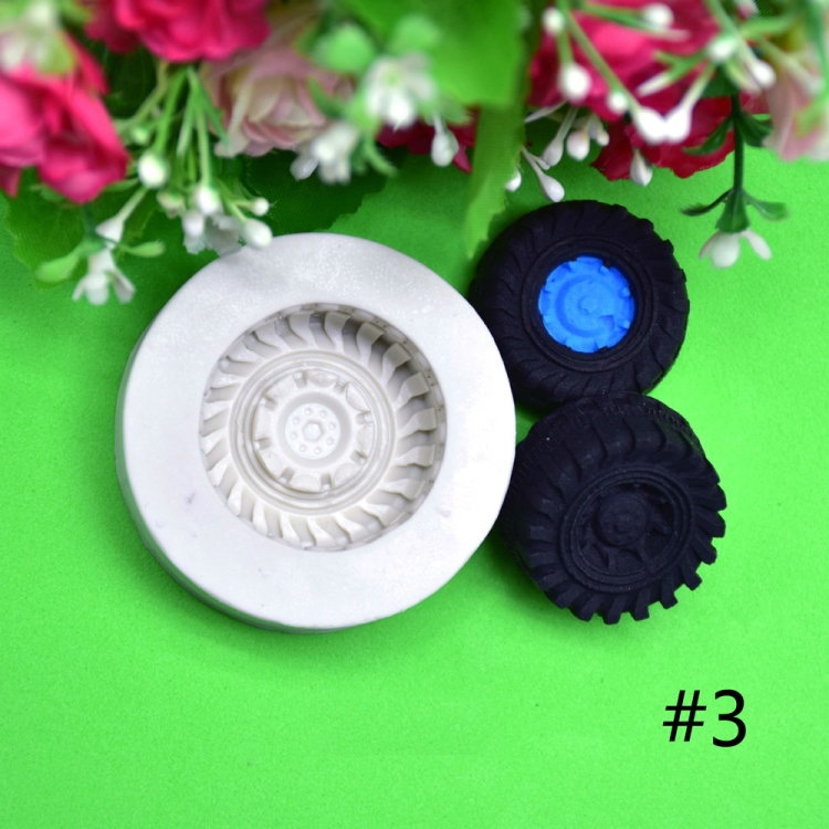 2 개 Diy 타이어 모양 설탕 공예 케이크 실리콘 금형 퐁당 베이킹 장식 도구 임의의 색상 배달 크기 크기 3