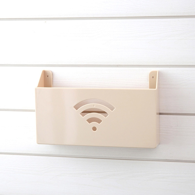 Wall-mounted Router Storage Box Magazine Rack Holder(Cream)