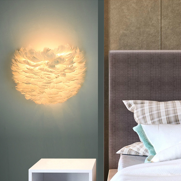 หัวเดียว Creative Dimming Feather Wall Light พร้อมไฟ LED สีขาว 5W