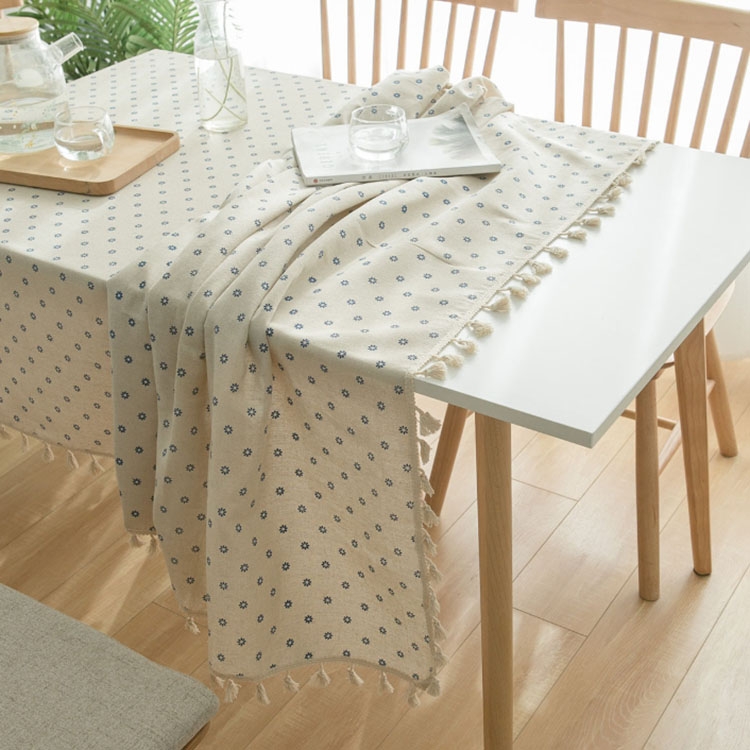 Tassel Lace Daisy Print Cotton Linen Tablecloth, Size:100x140cm(Little ...