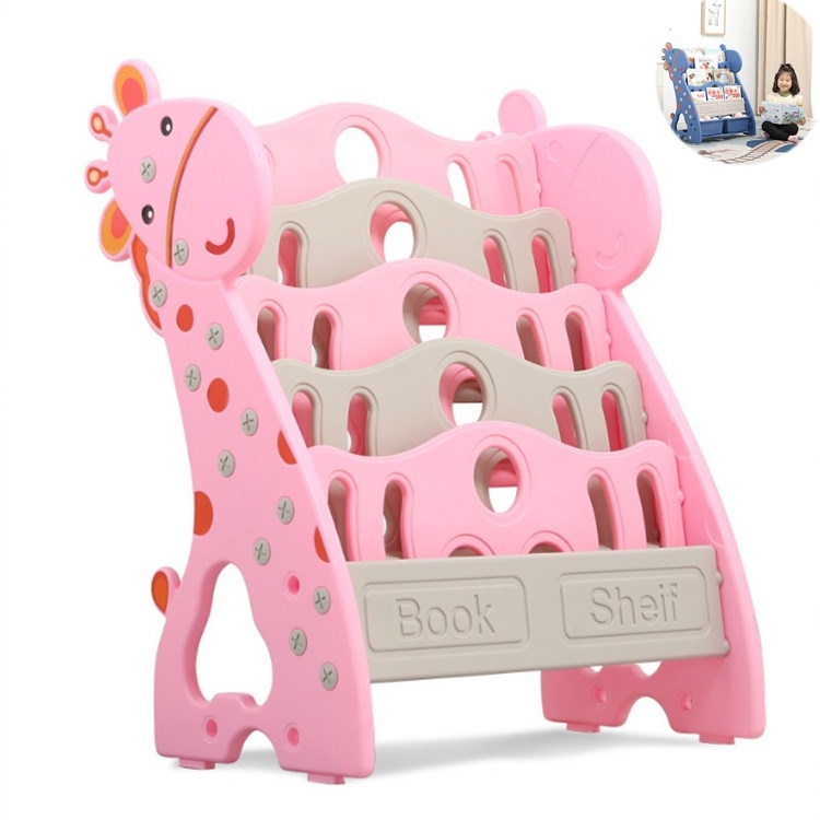어린이 책장 간단한 가정용 바닥 선반 아기 책장 보관 유치원 다층 만화 그림책 랙 스타일 5 층 책장 핑크
