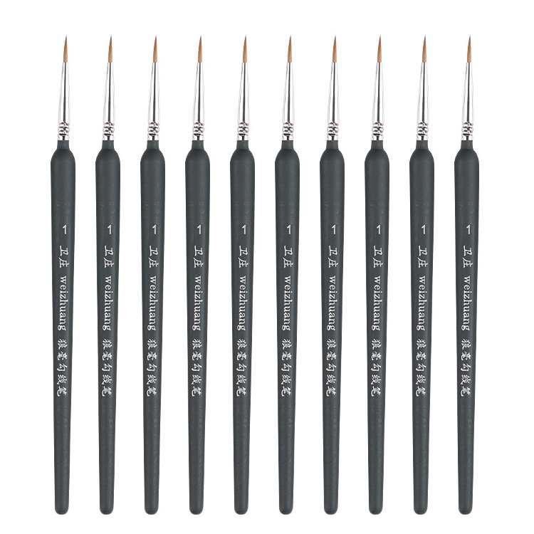 10 Pcs 1 Weizhuang 후크 라인 펜 페인팅 손으로 그린 수채화 늑대 민트 후크 라인 펜 페인팅 스트로크 얇은 라인 브러시 색상 진한 파란색