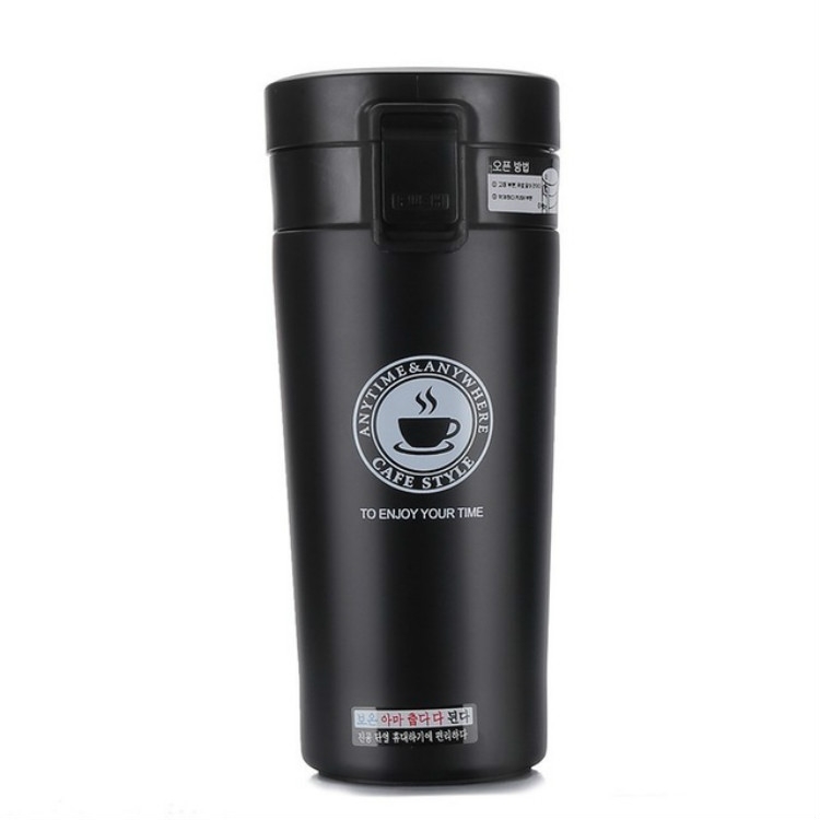 이중 벽 스테인레스 스틸 진공 플라스크 380ml 자동차 열 컵 커피 차 여행 머그잔 Thermol 병 용량 380ml 블랙