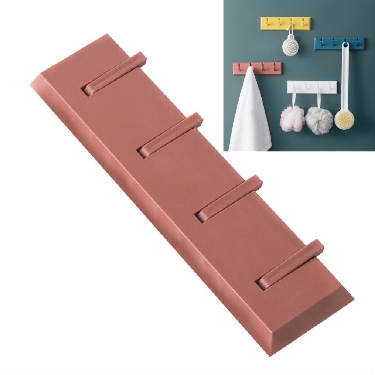 Creative Paste Hook ห้องน้ำห้องครัวชั้นวางของด้านหลังตะขอแขวนเสื้อ (สีแดง)