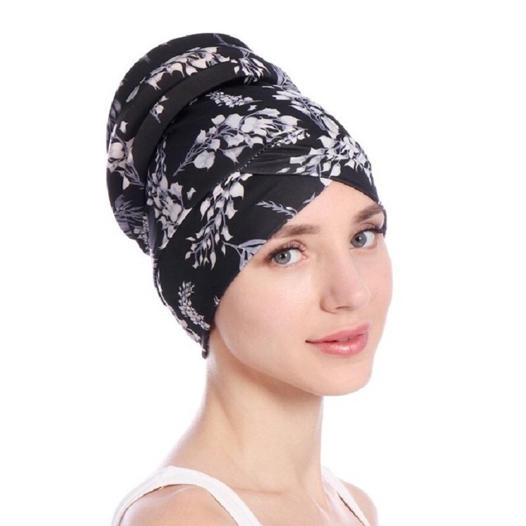หมวกผ้าโพกหัวลายดอกไม้ Cotton Back Plate Hair Wrap Cap, Size: M (56 ...
