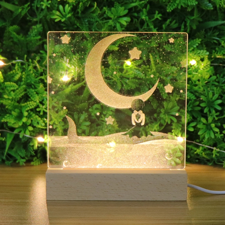 Whale Series Wood Base 3D Night Light LED Acrylic Visual Desk Lamp