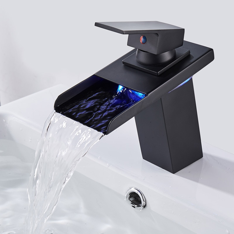 LED Three Lights Hot Cold Water Faucet Bathroom Waterfall Faucet CN ...