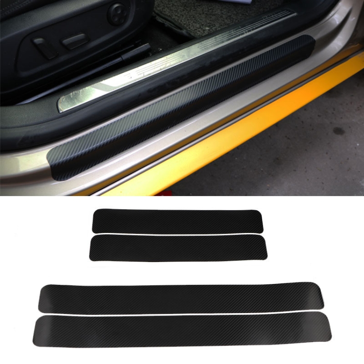 5 Sets Car Threshold Carbon Fiber Sticker Car Door Scratch Strip Anti ...