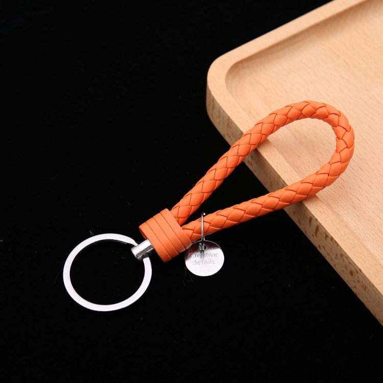 Woven Leather Cord Keychain Car Pendant Leather Key Ring Baotou With ...