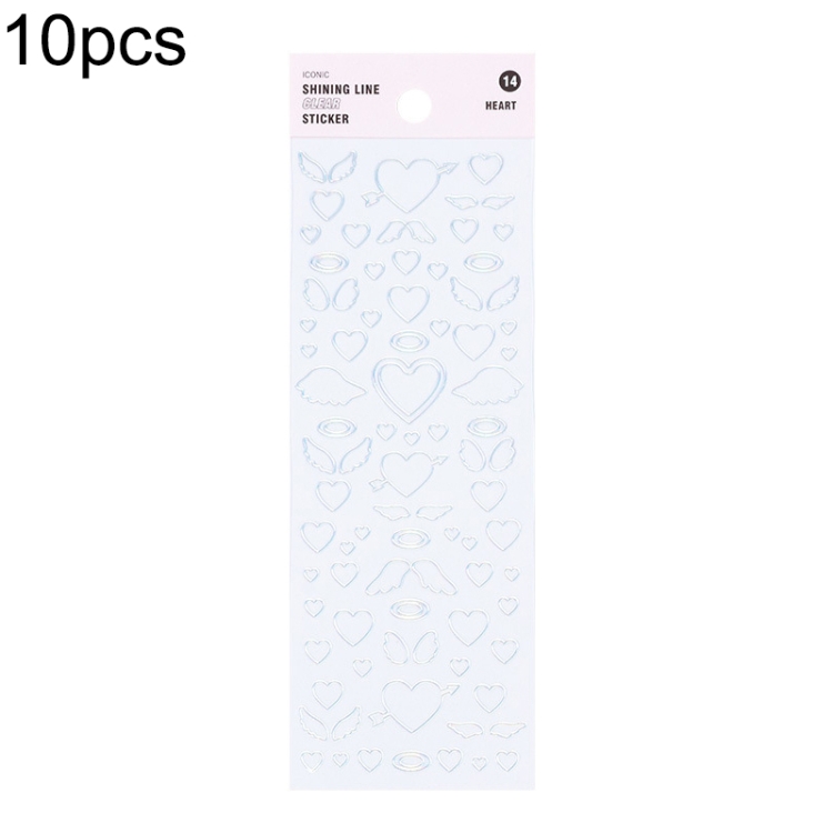 10 Pcs 레이저 핫 스탬핑 및 뜨거운 실버 스티커 Pvc 방수 자기 접착 손 계정 장식 씰링 스티커 숫자 14