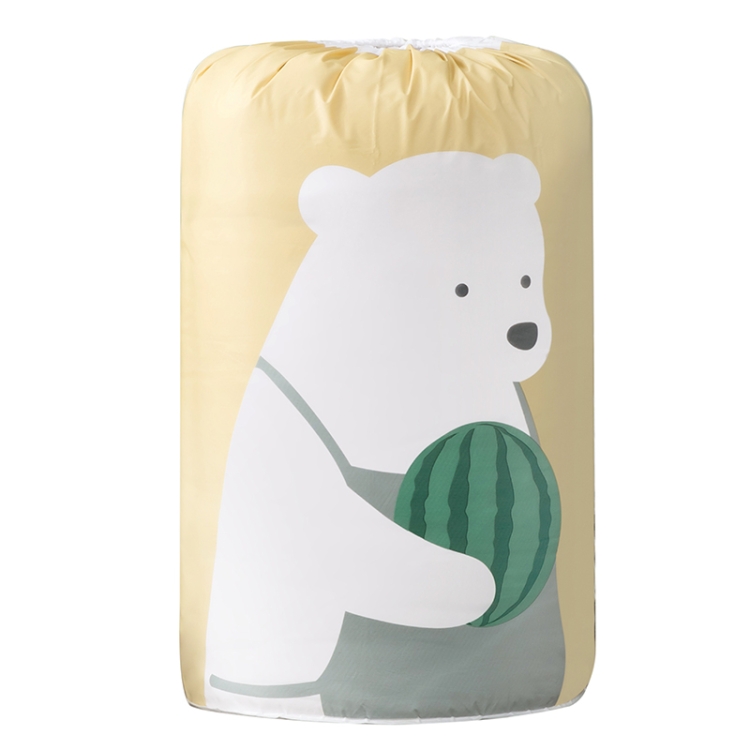 3 Pcs 가정용 의류 저장 가방 이동 수하물 포장 및 Drawstring 포켓 원통형 습기 방지 퀼트 저장 봉투 낙서 곰