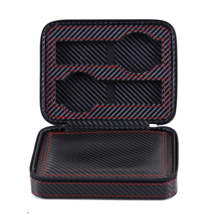 PU Leather Full Carbon Fiber Zipper Watch Bag Watch Storage Display Box ...