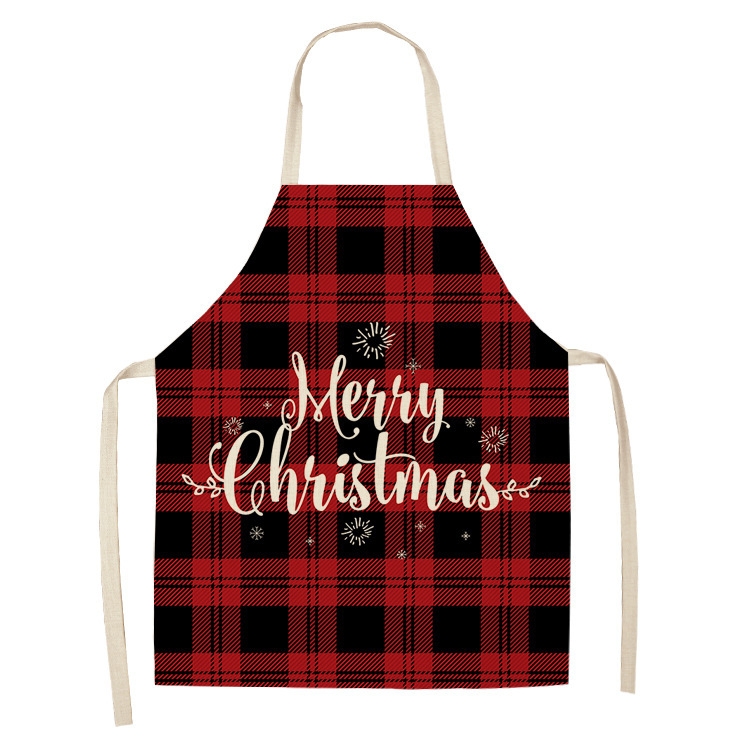 Christmas Plaid Series Cotton And Linen Apron Household Cleaning ...