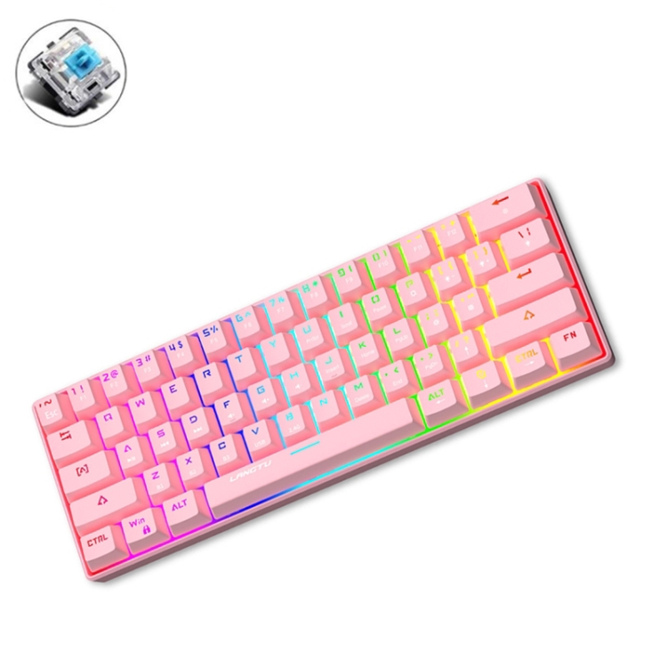 LANGTU G1000 61 Keys RGB Backlit Game Wireless Mechanical Keyboard(Pink ...