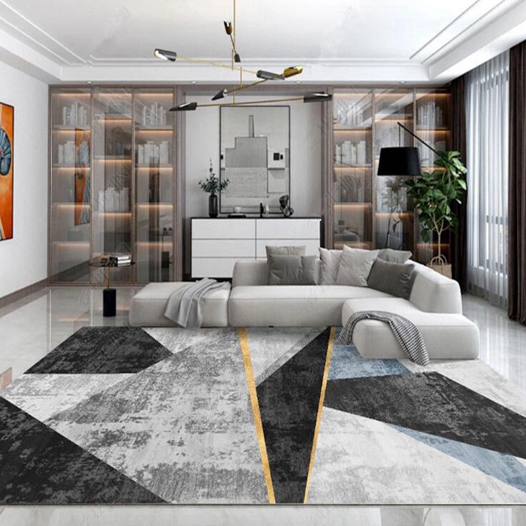 Modern Abstract Geometric Living Room Rug Coffee Table Cushion, Size ...