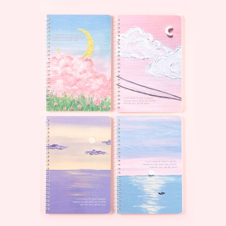 4books /Set W752B Oil Painting Landscape A5 Coil Book Thickened ...