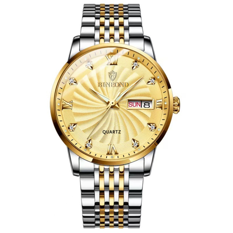 BINBOND B3034 Diamond 30m Waterproof Business Watch Men's Butterfly ...