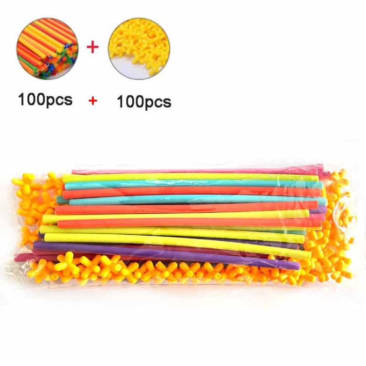 100 ชิ้นท่อ + 100 ตัวเชื่อมต่อ DIY พลาสติก 4D Straw Building Blocks ของ ...