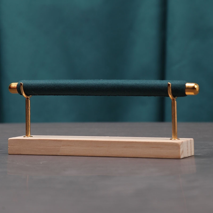 이동식 단단한 나무 기본 링 디스플레이 금속 스탠드 스폰지 바 링 스토리지 랙 스타일 단일 레이어 녹색