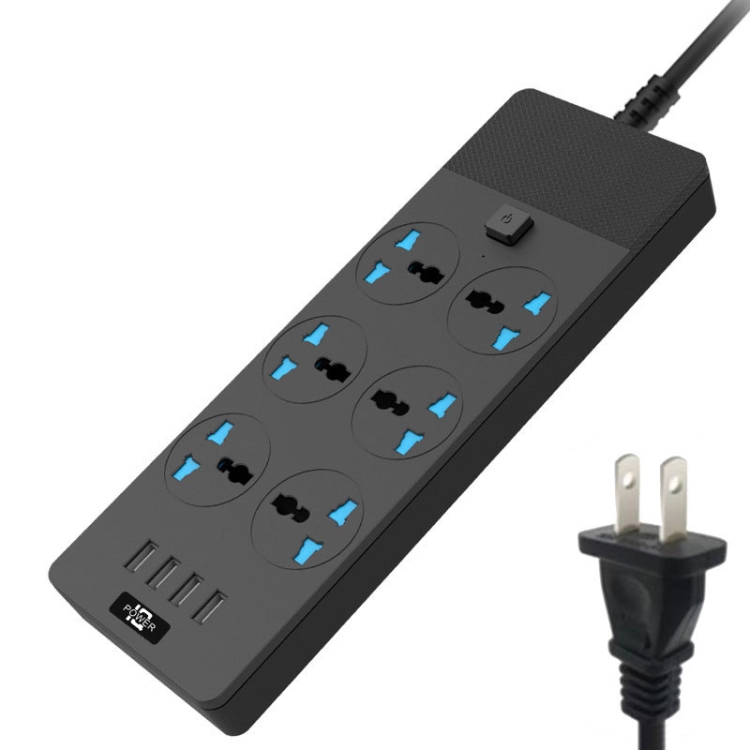 TB-T12 3000W 2m 4-USB Ports + 6-Jacks Multifunctional Flame-Retardant ...