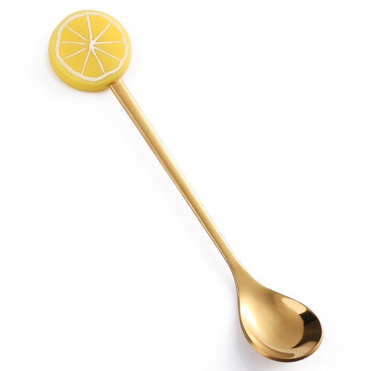 스테인레스 스틸 커피 스푼 만화 과일 포크 귀여운 어린이 식기 스타일 레몬 슬라이스 스푼