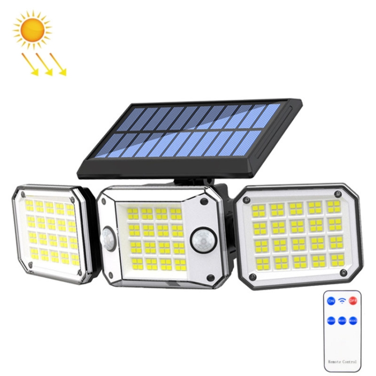 Outdoor Triple Head 224LEDs Dual Sensor Solar Wall Light Rotating Body ...