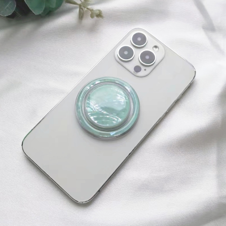 다채로운 쉘 패턴 자기 에어백 전화 홀더 투명 접착제 링 홀더 스타일 녹색 가리비