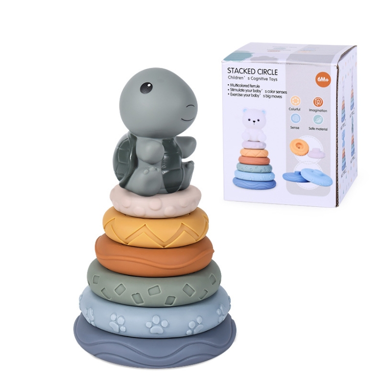 Baby Stacking Nesting Circle Toy Soft Squeeze Building Blocks Sensory ...