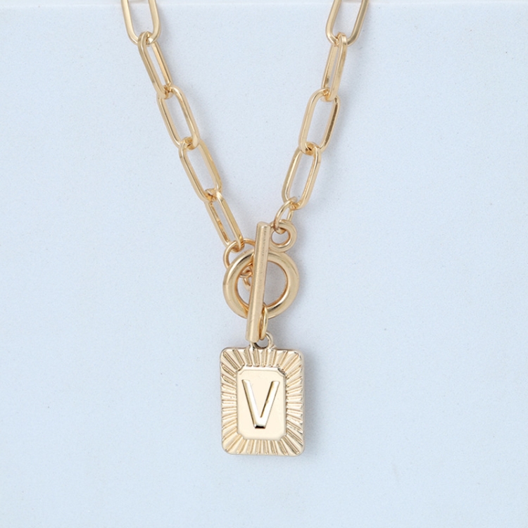 Halskette mit A-Z-Alphabet-Anhänger, 26 Buchstaben, OT-Verschluss, Halskette, Halsband, Kette ...