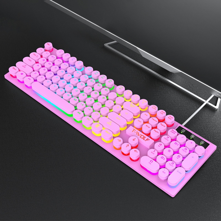 T-WOLF T80 104-Keys RGB Illuminated Office Game Wired Punk Retro ...