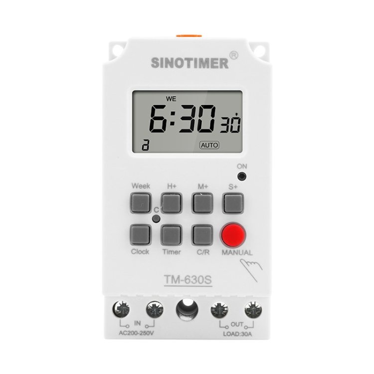 SINOTIMER TM630S-2 220V 30A Timer Switch 1 Second Interval Weekly ...