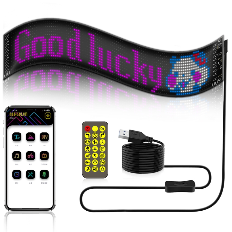 12x59.5cm（16 x 96 LEDs） Car Flexible Display Advertising Screen APP ...