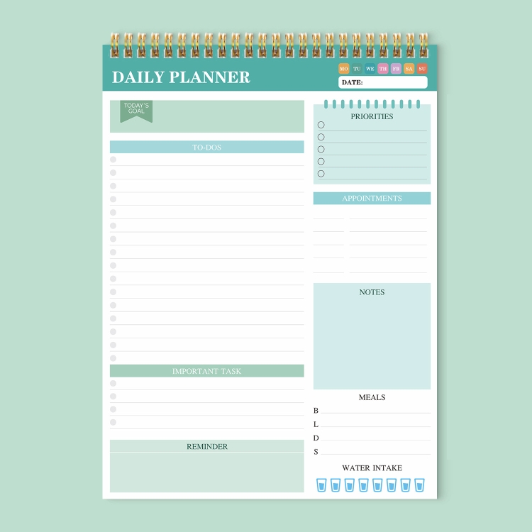 52 Sheets A4 English Daily Planner Coil Notepad Schedule Book To Do ...