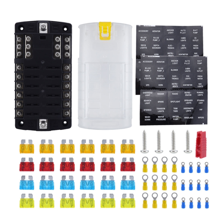RV Yacht 12-way LED Insulated Flame-retardant Fuse Holder Box with Wire ...