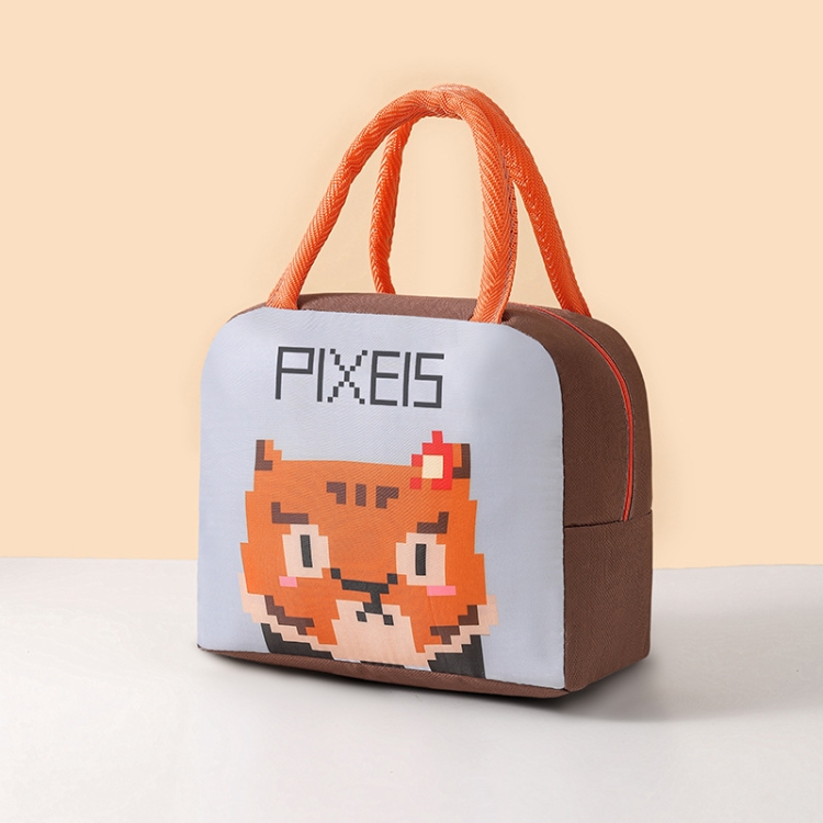 Student Portable Lunch Bag Cartoon Pixel Style Lunchbox Tote Bento ...