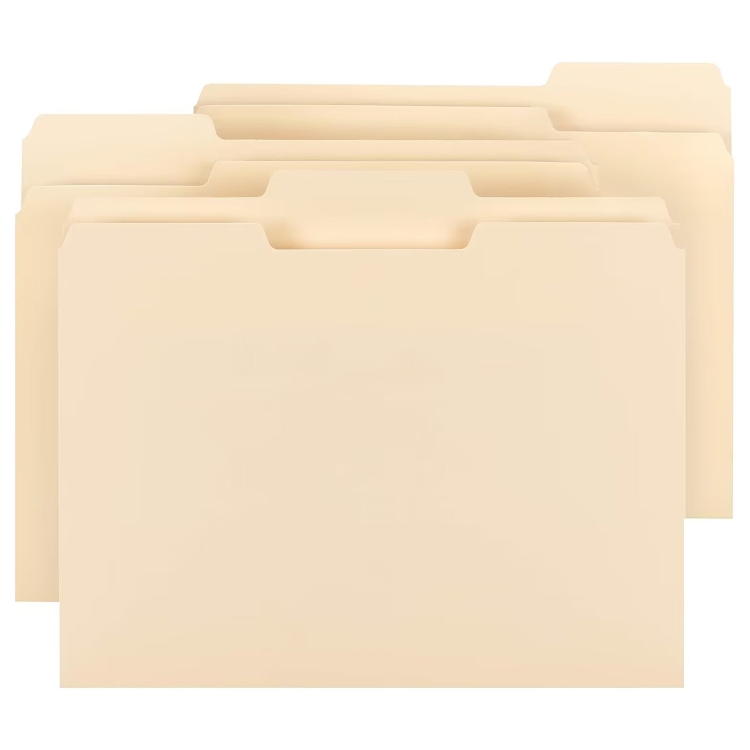 100sheets /Box Letter Size File Folder 1/3-Cut Tab Manila Folders(Beige)