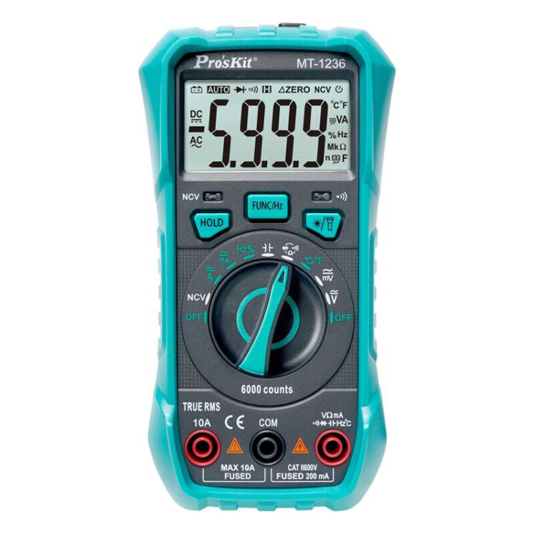 ProsKit MT-1236-C 3-5/6 True-RMS Digital Multimeter For ACA, ACV, DCA ...