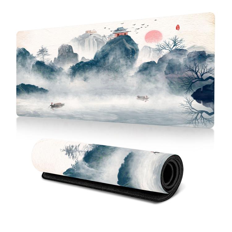 300x800x2mm Ink Painting Cherry Blossom Rubber Non-Slip Mouse Pad Desk ...